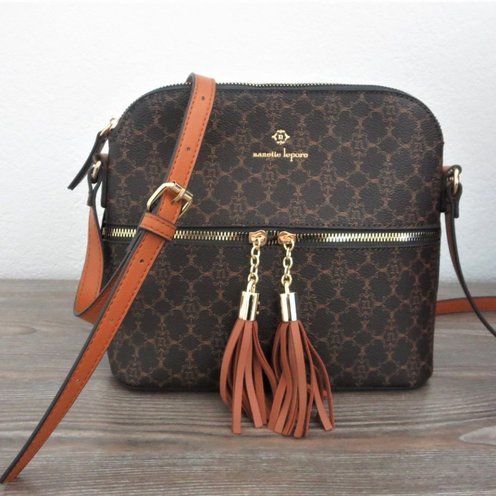 New Nanette Lepore Dark Brown Logo Dome Tassel Lonnie… - Gem